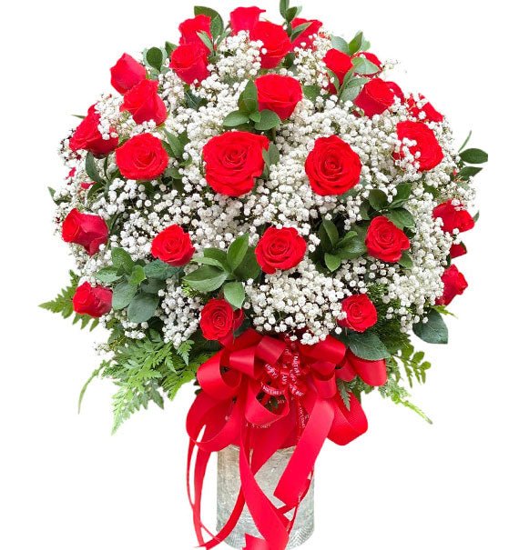 36 Red Roses In Vase – Saigon Flowers