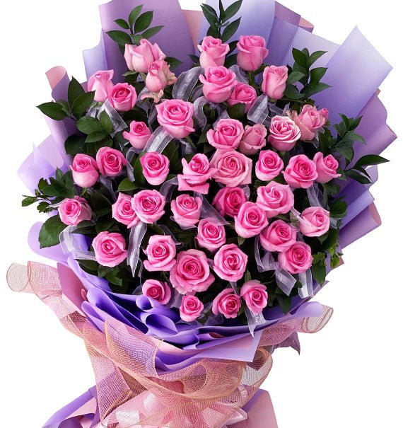 48 Pink Roses Bouquet – Saigon Flowers