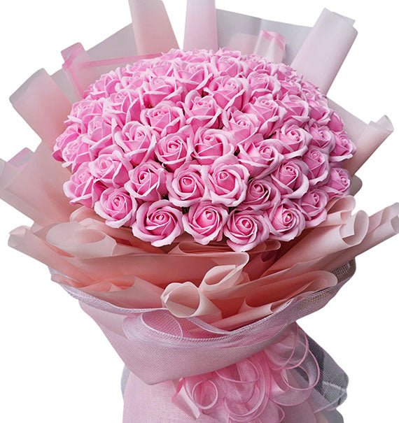 36 Pink Waxed Roses Bouquet – Saigon Flowers