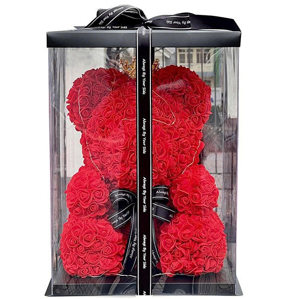 Waxed Red Roses Bear Gift Box – Saigon Flowers