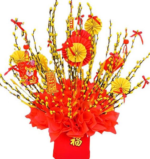 Yellow Singapore Peach-Tree In Vase – Saigon Flowers